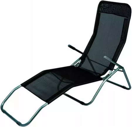 Fällbar solstol svart 160 x 58 x 97 cm