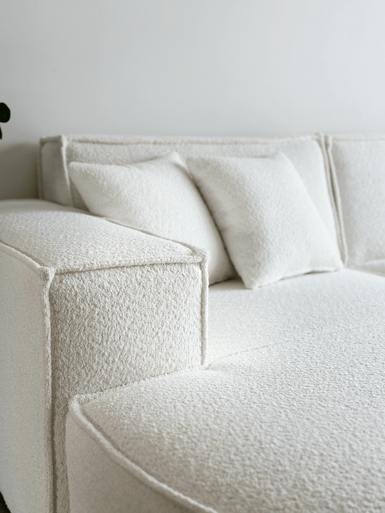 Liten hörnsoffa ljus beige vänster PARMA MINI