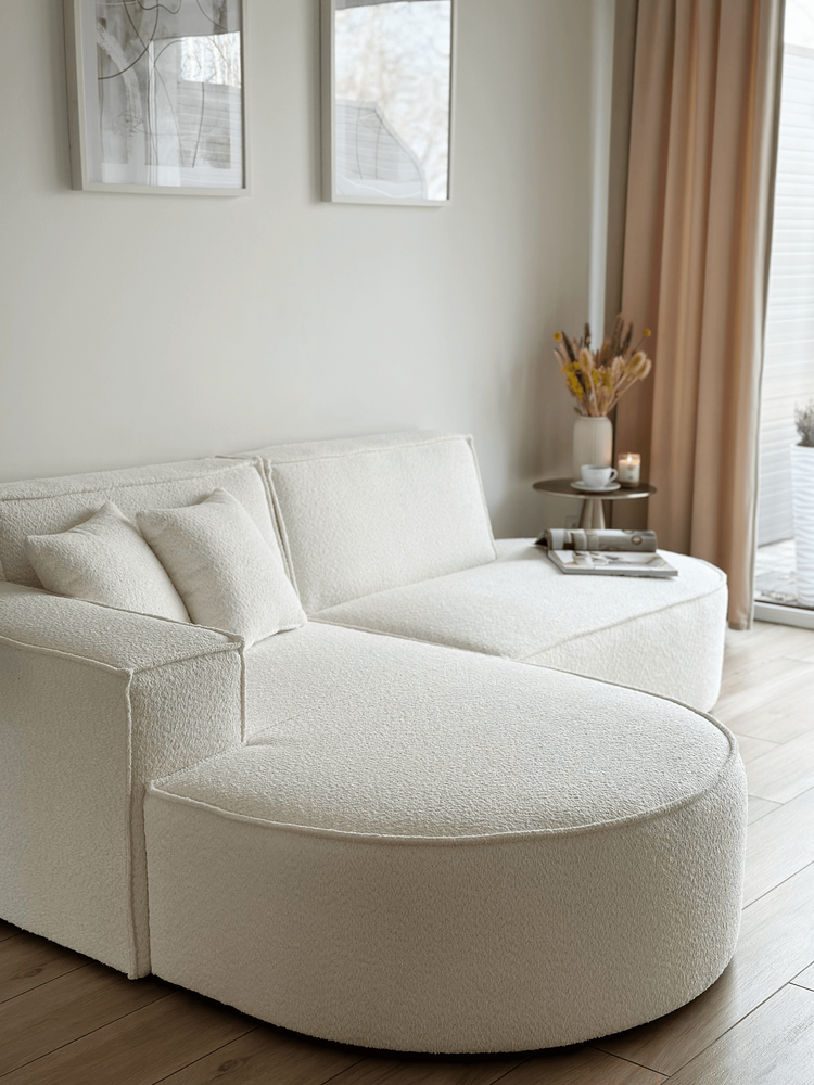 Liten hörnsoffa ljus beige vänster PARMA MINI