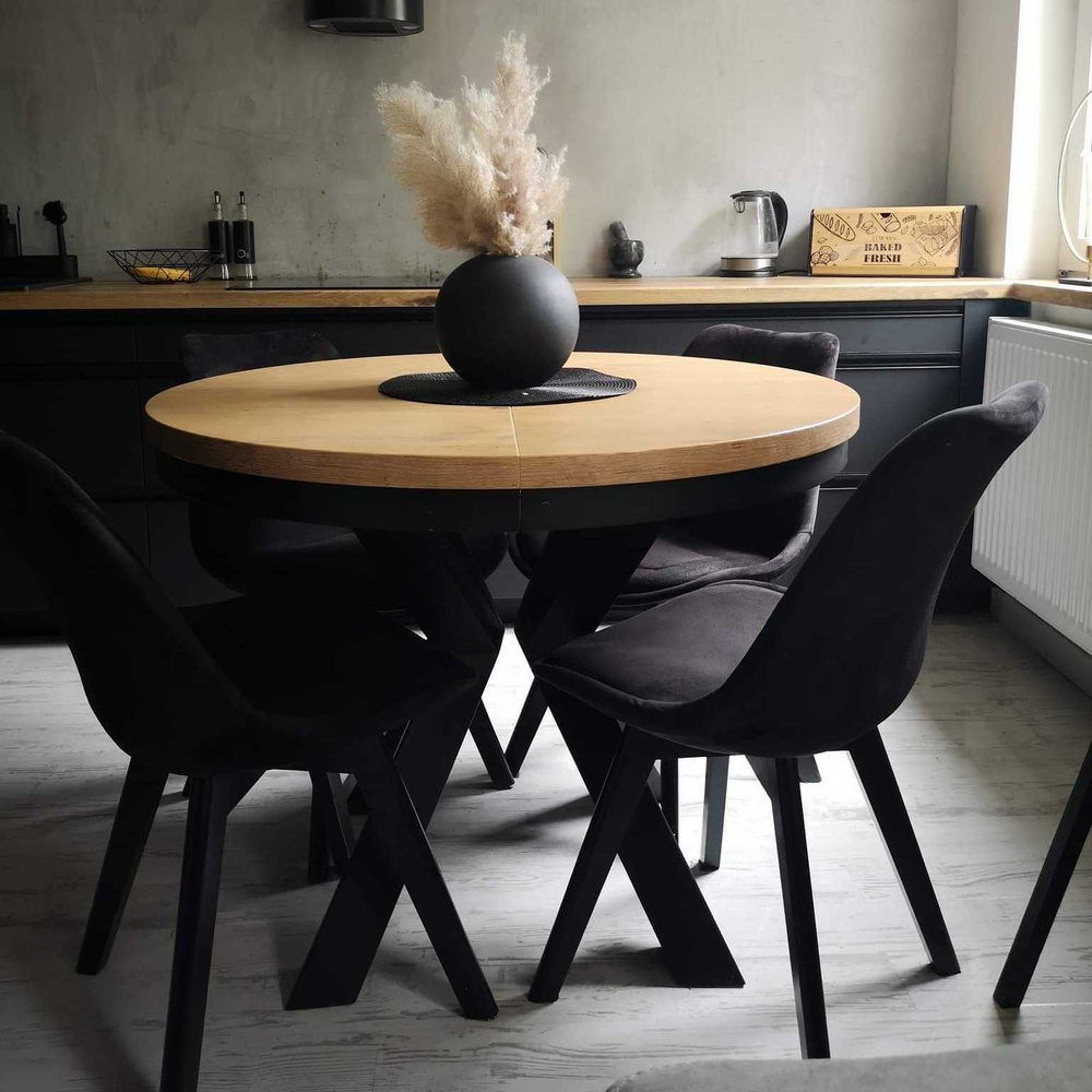 Runt matbord 100 cm ek lancelot/ svart NARVIC