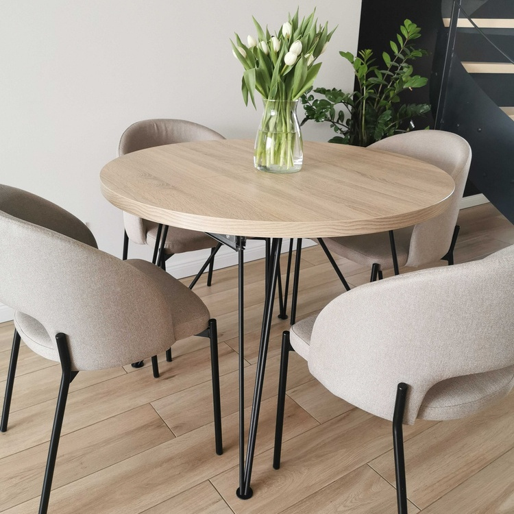 Runt matbord 100 cm sonoma ek / grafit 100 (180cm) TIAGO