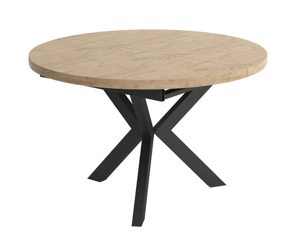 Runt utdragbart matbord sonoma / svart AGNES