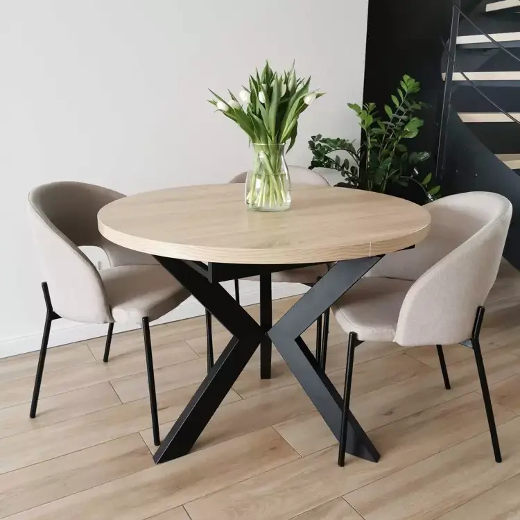 Runt utdragbart matbord sonoma / svart AGNES