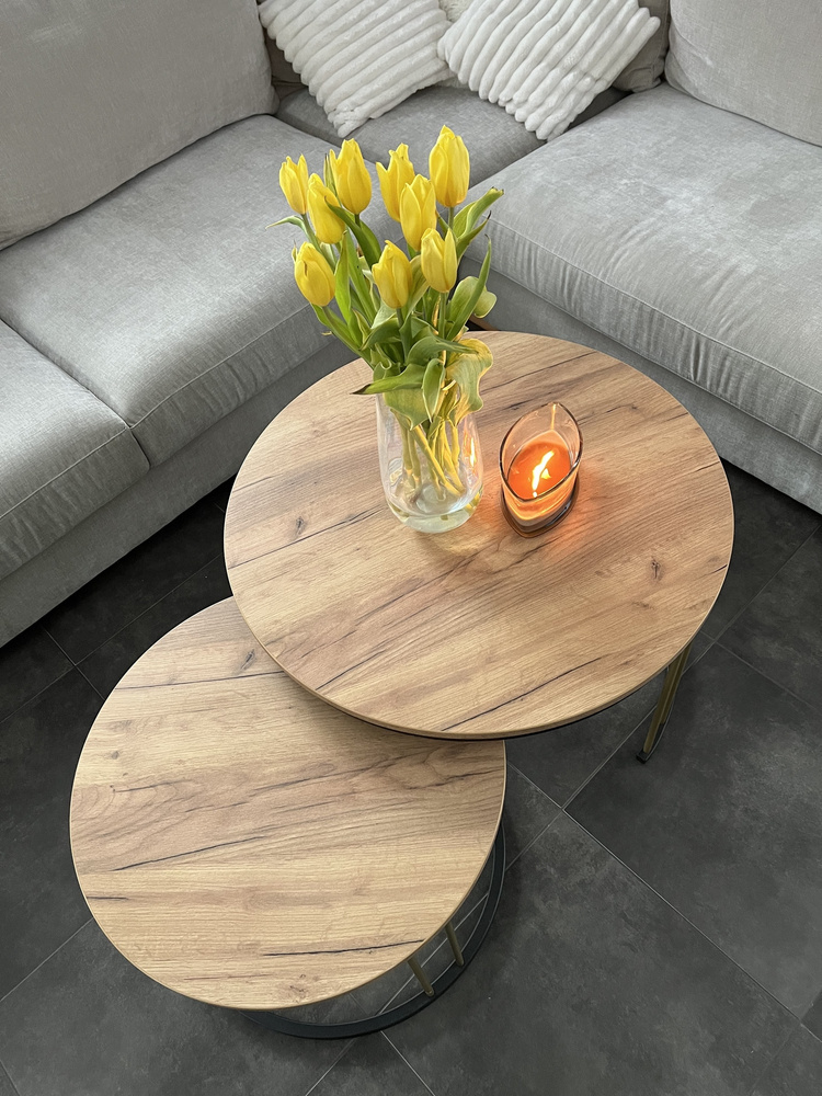 Soffbord runt svart/ ek craft RAGNAR