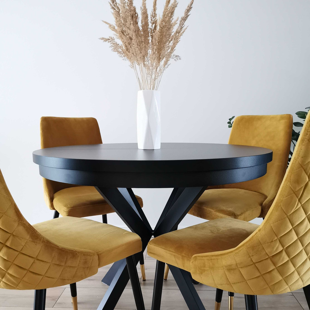 Svart runt matbord 90 cm EDWARD